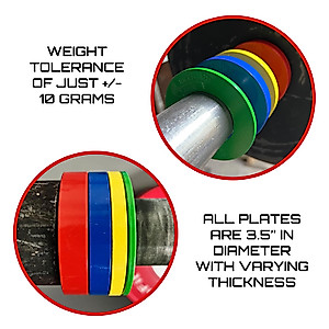 Micro Gainz Multi-Color Calibrated Fractional Weight Plates Set of 2 Pieces, Choose Set (.25LB-1LB), Designed for Olympic Barbell Weights for Strength Training, Made in USA (Green .25 lb)