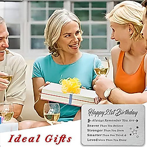21st Birthday Gifts for Teen Girls Boys 21 Year Old Birthday Gifts for Her Him Metal Wallet Insert Card Christmas Graduation Inspirational Gifts Card for Sister Brother Daughter Son Niece Nephew Granddaughter Grandson