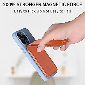 H JIDOHUN Magnetic Wallet Card Holder Compatible with MagSafe,iPhone Wallet with Adjustable Stand for iPhone 15/14/13/12 Series,Not for iPhone 13/12 Mini,3 Card Holder, Vegan Leather (Orange)