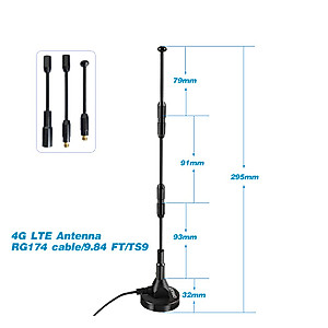 CHHLIUT High Gain TS9 Antenna 4G LTE 2.4GHZ Antenna 20DBi Omni Directional Antenna with Magnetic Stand Base 9.8ft Extension Cable