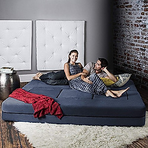 Jaxx Zipline Convertible Sleeper Sofa & Three Ottomans/California King-Size Bed, Marine