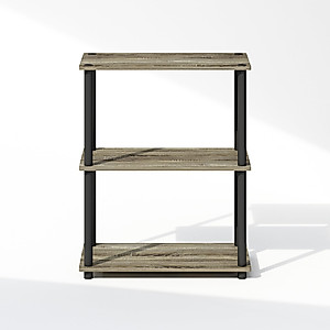 Furinno Turn-N-Tube 3-Tier Multipurpose Compact Bookcase, French Oak/Black