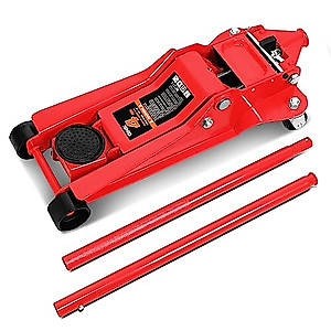 DNA MOTORING Low Profile Hydraulic Trolley Service/Floor Jack, 4 Ton (8000 lbs) Capacity, Lifting Range 4.5"-20",Red,TOOLS-00307