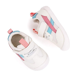 MK MATT KEELY Baby Boys Girls Walking Infant Shoes Cute Cartoon Sneakers Non-Slip First Walkers Sneakers Toddler Shoes,Blue Pink 2-2.5 Years