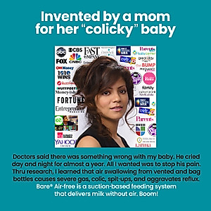 Bare Air-Free Starter Set feeding system with Easy-latch (for baies fed with baby bottles) by Bittylab. Airfree technology cuts down on reflux, colic, gas, fuss & sleep troubles. Easy instructions.