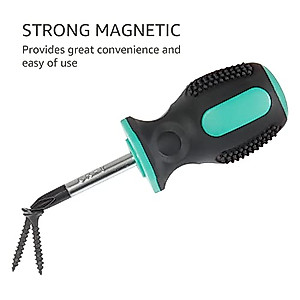 Amazon Basics 4-Piece Stubby Tool Set with Hammer, Screwdrivers and Adjustable Wrench - Turquoise