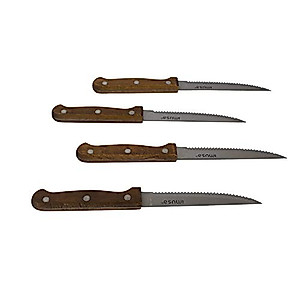 Imusa USA IMU-71014 4Piece Serrated Steak Knives with Wood Handle