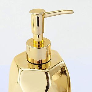 WYZQQ Luxury Gold Ceramic Bathroom Accessory Set, Bathroom Decor Including Soap Dispenser, Toothbrush Holder, Cup, Soap Dish, Tray - Creative Home Gift