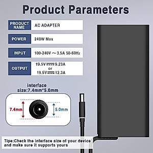 2024 New 240W 180W Laptop Charger fit for Dell Alienware Precision 7710 7730 7520 Laptop Charger Power Supply Cord