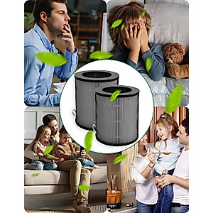JF100 Replacement Filter Compatible with JF100 Air Purifier, 3-IN-1 True HEPA and High-Efficiency Activated Carbon Filter, JF100 Filter, 2 Pack
