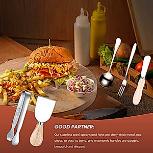 20 Pieces Cheese Butter Knife Set Charcuterie Board Accessories Spreader Slicer Knife Stainless Steel Blade with Porcelain Wooden Handles Mini Serving Tongs Spoons Forks for Christmas (Chic Style)