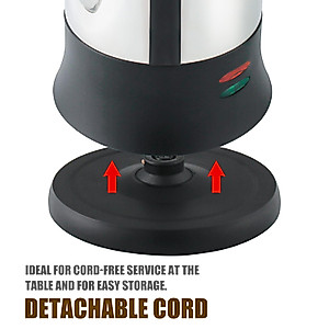 APOXCON 12 Cup Electric Coffee Percolator with ETL Approval Stainless Steel Coffee Maker with Two Heat Resistant Glass Knob One Of Them for Replacement Classic Look Cord-Less Sever Coffee Pot