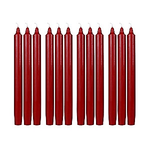 Zest Candle 12-Piece Taper Candles, 10-Inch, Red Straight