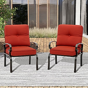 Oakmont 2 Piece Outdoor Furniture Patio Bistro Chairs Metal Dining Furniture Set, All-Weather Garden Seating Chair (Red)