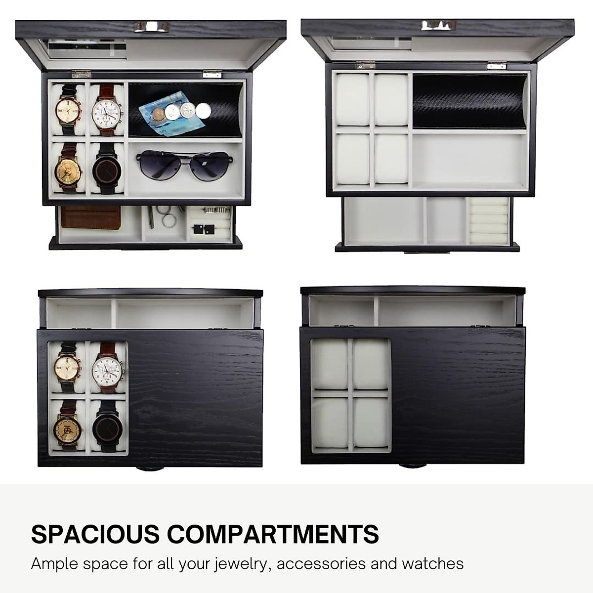 Decorebay Sawyer Valet Station, Watch Case and Jewelry Box Organizer