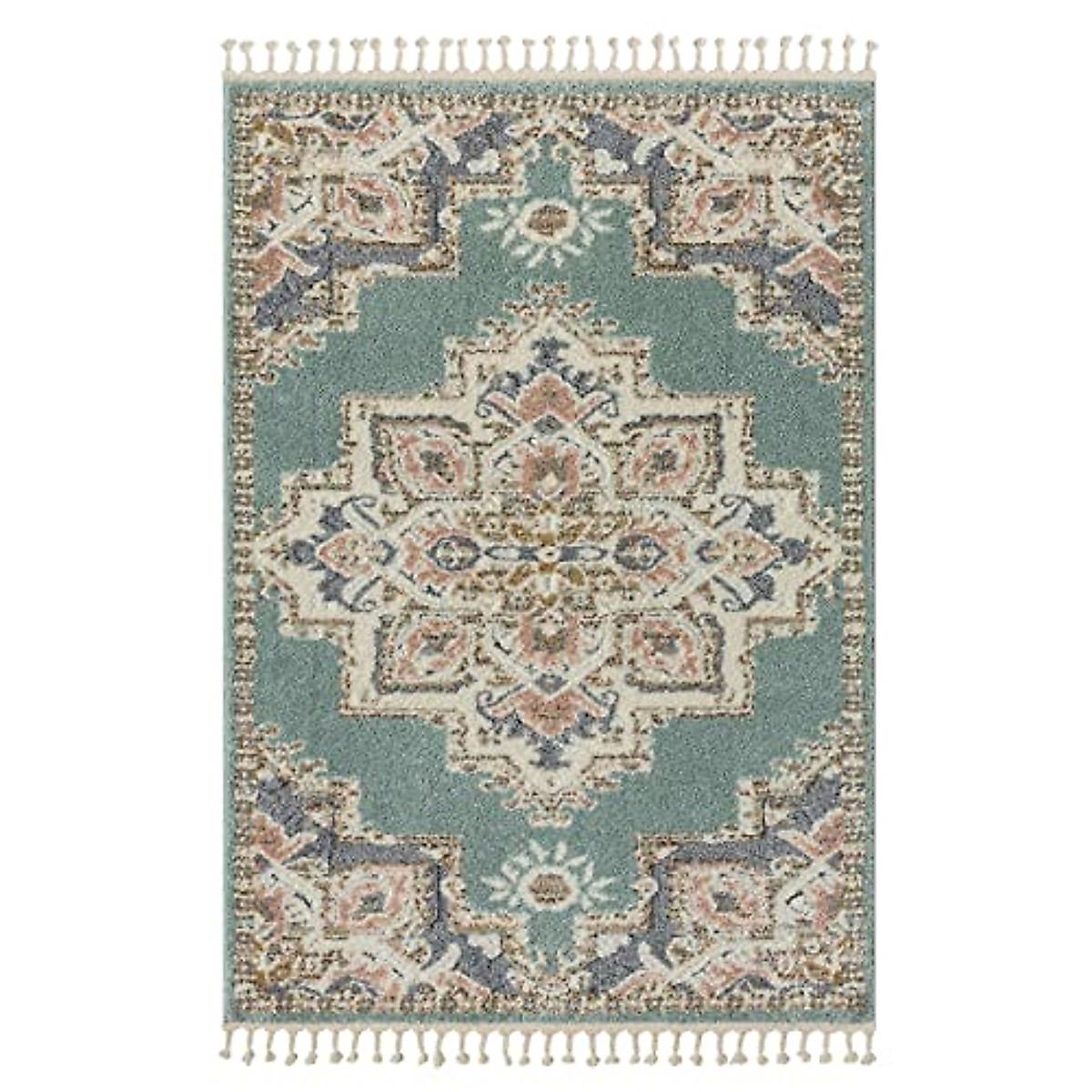 LUXE WEAVERS Southwestern Medallion Fringe Blue 8x10 Area Rug