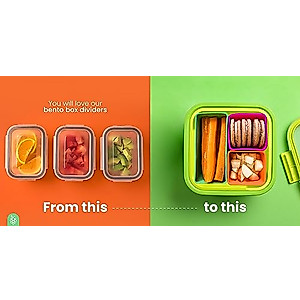 Rectangular Silicone Lunch Box Dividers 3pcs - Bento Box Divider 4"x2"x1.5" - Cupcake Baking Cups - Bento Box Accessories Meal Prep Containers