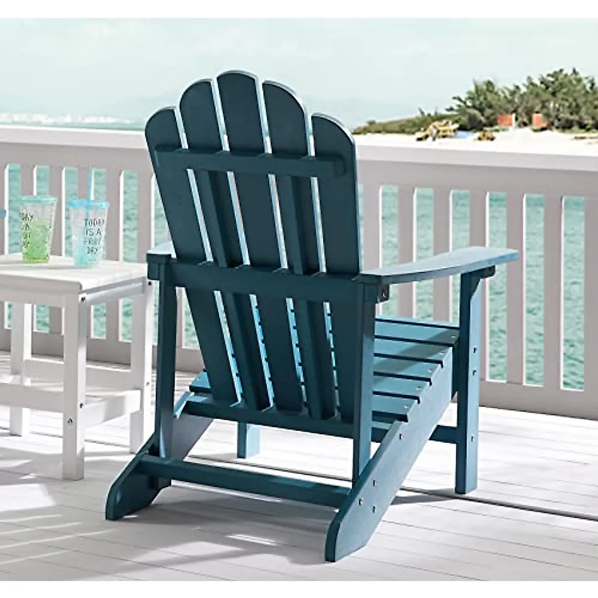 EFURDEN Adirondack Chair, Polystyrene, Weather Resistant & Durable Fire Pits Chair for Lawn and Garden, 350 lbs Load Capacity with Easy Assembly (Blue, 1 pc)