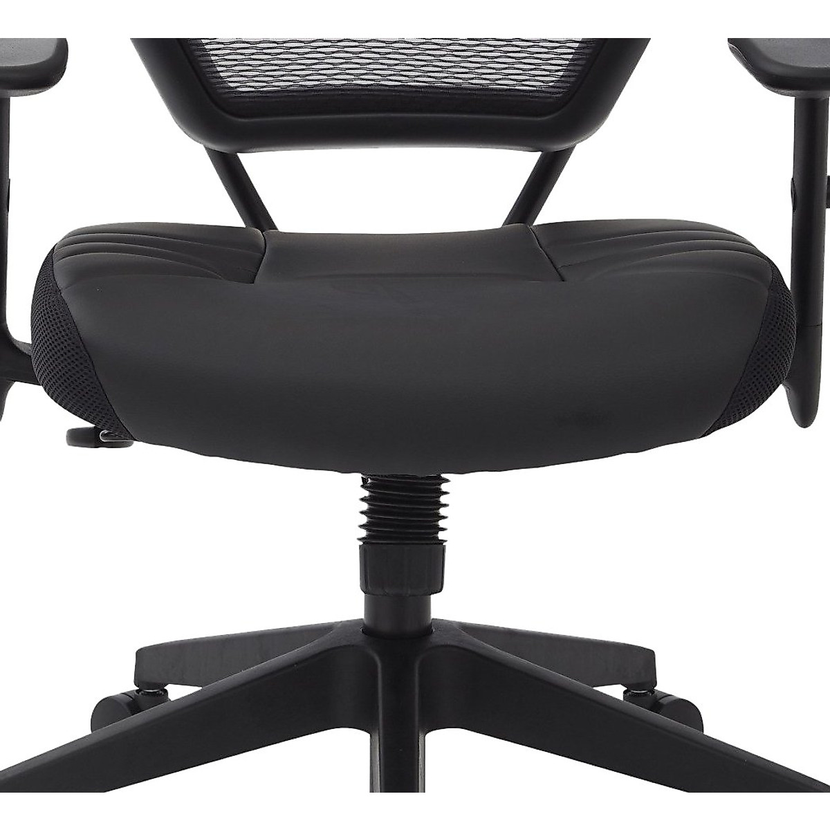 SPACE Seating Professional AirGrid Dark Back and Padded Black Eco Leather Seat, 2-to-1 Synchro Tilt Control, Adjustable Arms and Tilt Tension with Nylon Base Managers Chair