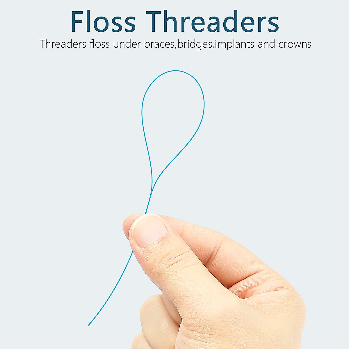 Floss Threaders, Deep Clean Dental Floss Threader for Braces, Bridges, and Implants 200PCS(4Pack),Blue