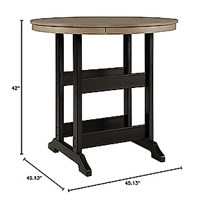 Signature Design by Ashley Fairen Trail Modern Round Bar Table with Umbrella Option , Black & Brown