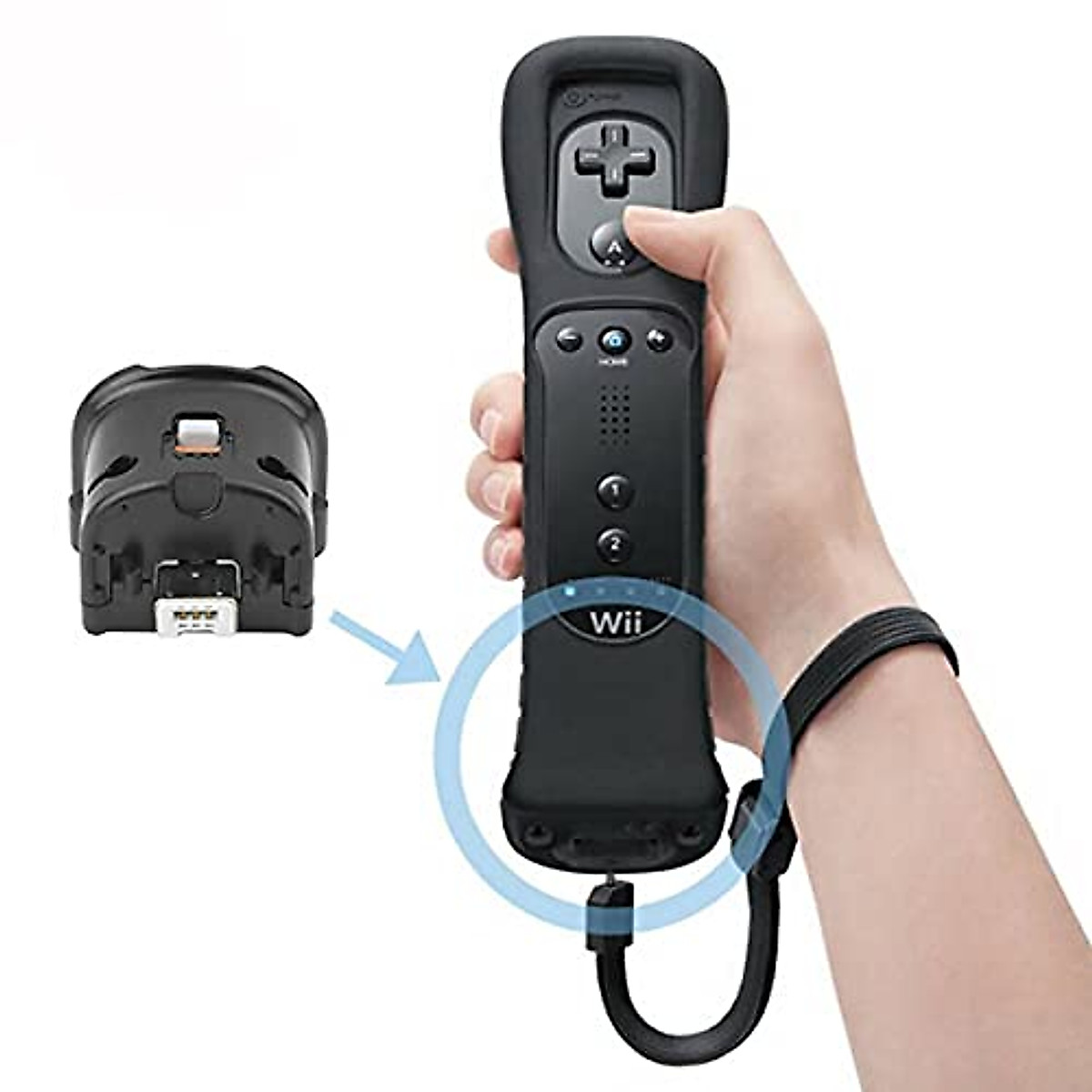 DERCLIVE Remote Motion Plus Sensor Controller Adapter + Silicone Case for Wii