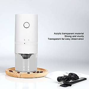 Electric Coffee Bean Grinder USB Charging USB Charging for Home Kitchen Cordless Portable Small Coffee Bean Grinder For Grain Herb Spice 110V(White)