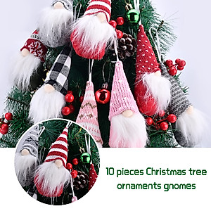 Christmas Tree Decorations Hanging Gnomes Ornaments Set of 10,Handmade Plush Gnome Santa Elf Hanging Home Christmas Decor,Yard Garden Indoor Outdoor Party Farmhouse Holiday Decor