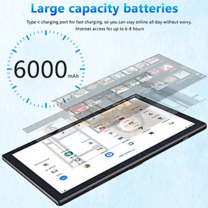 2 in 1 tablet, Android 13 tablets 10 inch, tablet with keyboard mouse foldable protective cover screen protective film Stylus Pen 12GB+128GB/1TB Expand 5G WiFi BT 5.0 WiFi6 Dual camera 6000 mah Tab