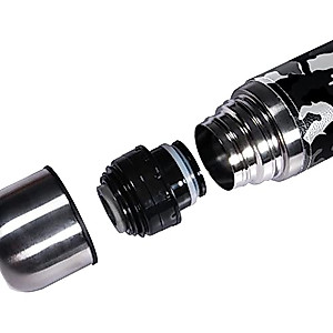 sdfsdfsd 17 oz Vacuum Insulated Stainless Steel Water Bottle Sports Coffee Travel Mug Flask Genuine Leather Wrapped BPA Free, Black and Grey Camouflage Pattern