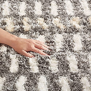 Home Dynamix The Spruce Marcella Louise Geometric Stripe Shag Area Rug, Gray/Ivory, 7'10"x10'5" Rectangle