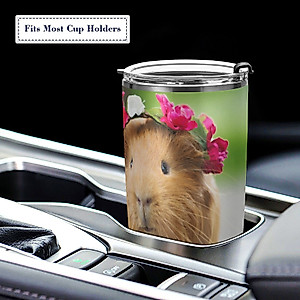 Yasala Tumbler Guinea Pig Flower Insulated Coffee Cup Beverage Container Office Travel Mug with Straw and Lid 20oz Holiday Back to School Gift