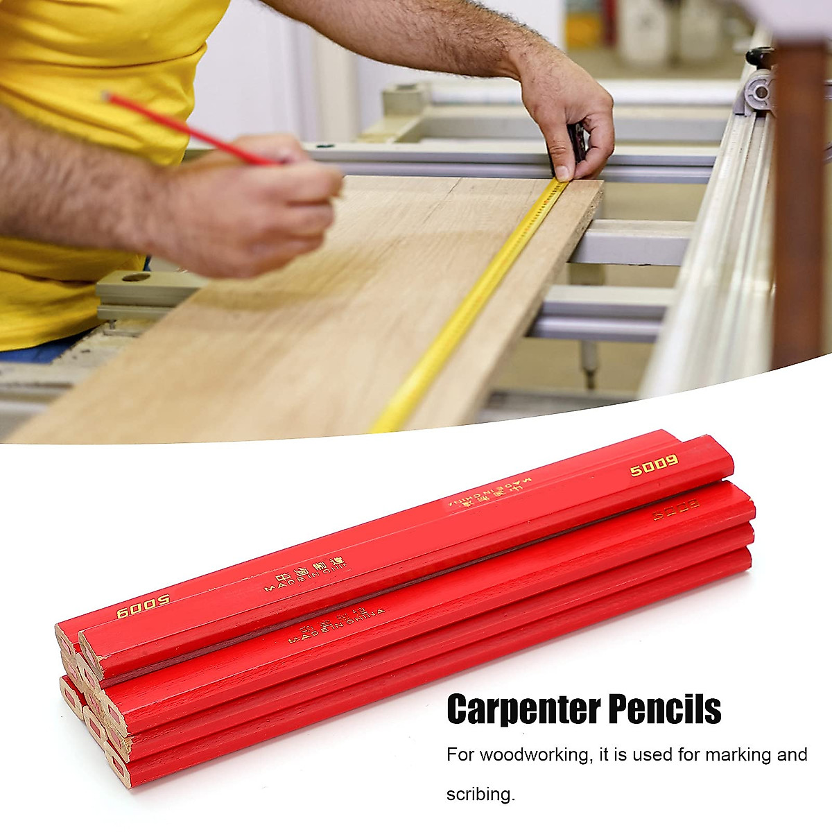 10pcs Carpenter Pencils Builders 170mm Octagonal Red Woodworking Pencils Woodworking Marking Tool