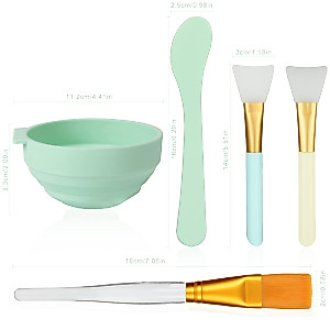 Plazuria Face Mask Mixing Bowl Set, 5 in 1 DIY Facemask Mixing Tool Kit with Facial Mask Bowl Stick Spatula Silicone Face Mask Brush & Premium Soft Face Brushes