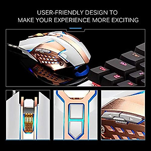 HUFAN T03 USB 3200DPI Four-Speed Adjustable Custom Macro Light Wired Optical E-Sport Gaming Mouse, Length: 1.5m(Black) (Color : White)
