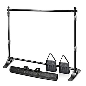 EMART 8 x 8 ft Adjustable Telescopic Tube Backdrop Banner Stand, Heavy Duty Step and Repeat Background Stand Kit for Photography Backdrop and Trade Show Display