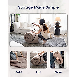 ZonLi Japanese Floor Futon Mattress Queen Size 60"x 80",100% Cotton 2.5'' Thicken Tatami Mattress,Foldable Sleeping Pad,Portable Dormitory Tatami Mat,Roll Up Floor Lounger Bed for Adult (Grey)