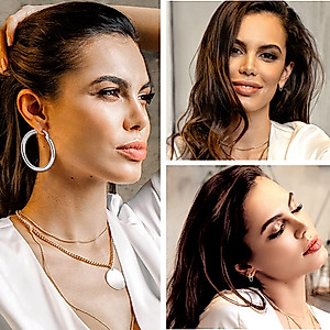 Milacolato 925 Sterling Silver Twisted Hoop Earrings 18K White Gold Plated Wave Chunky Hoop Earrings Hypoallergenic Huggie Stud Earrings for Women