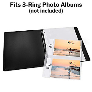 Dunwell Photo Album Refills 5x7 - (25 Pack), for 100 Pictures, Photo Sleeve Inserts for 3-Ring Binder, 2-Pocket Photo Page for 5 x 7 Photographs, Postcards, Recipe Cards