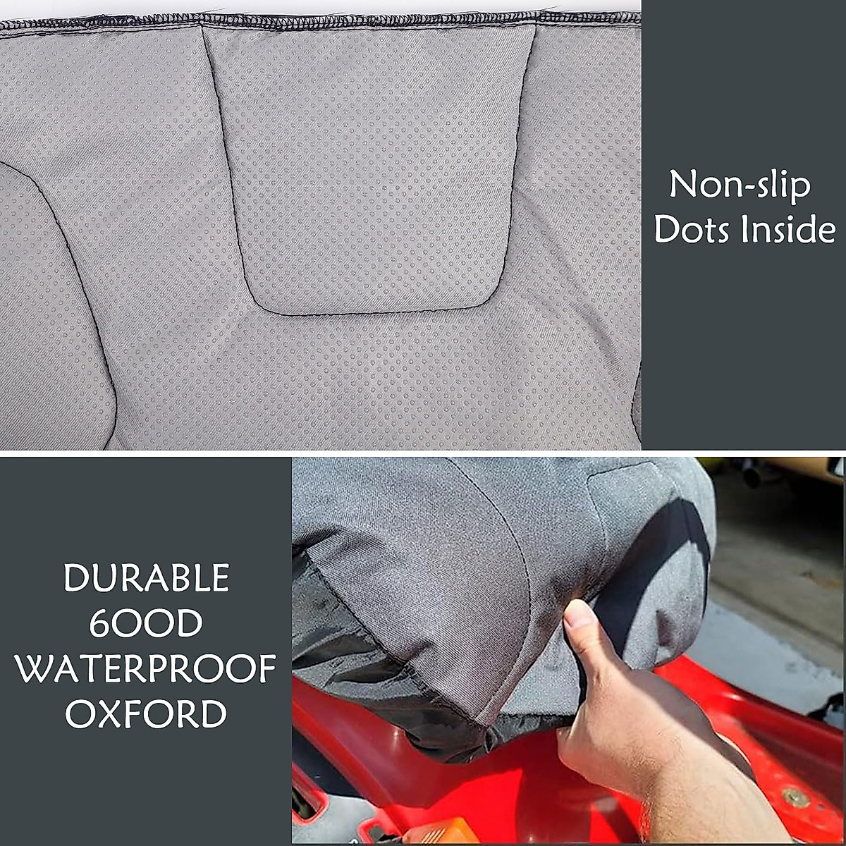 HOMEYA Riding Lawn Mower Seat Cover, Heavy Duty 600D Oxford Waterproof Tractor Seat Cover with Padding & Back Pockets, for 16.5 Inches High Seats, Fits Husqvarna Cub Cadet Seat Without Armrests