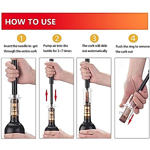 Tyzine Wine Air Pressure Pump Bottle Opener Set With Foil Cutter,Simple Wine Pump Cork Remover Corkscrew,Efficient Corkscrew Bottle Opener,Easy Screw Out Tool,Great For Wine Lovers,Perfect Wine Gift.