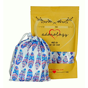 Baby Car Seat & Nursing Cover & Drawstring Carry Bag in Cute Feather Design Shower Gift Breathable Stretchy Universal 4 in 1 Multi-Use Infant Carseat Canopy Covers Shopping Cart High Chair Stroller