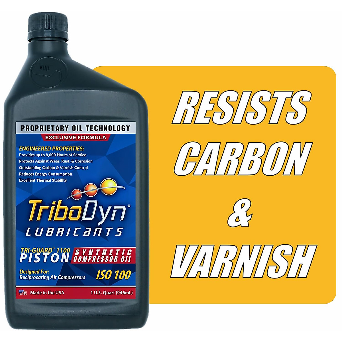 TriboDyn Tri-Guard 1100 ISO 100 Piston Synthetic Air Compressor Oil (1 Quart)
