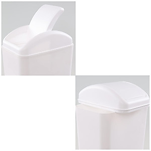 Morcte 3.5 Gallon Plastic Small Garbage Bin with Swing-top Lid, Swing Lid Trash Can, White