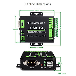 waveshare FT232RNL USB to RS232/485/422/TTL Interface Converter, Industrial Isolation