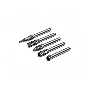 YUFUTOL Carbide Burrs for Aluminum - 5pcs Aluma Cut Carbide Rotary Burr Files Set 1/4"(6.35mm) Shank for Die Grinder Drill,Metal Carving,Polishing,Engraving, Drilling