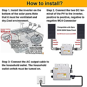 Y&H 600W Grid Tie Micro Inverter with WiF Communication Waterproof MPPT Stackable DC30-60V Solar Input AC110V 220V Auto Pure Sine Wave Output for 30V 36V PV Panel