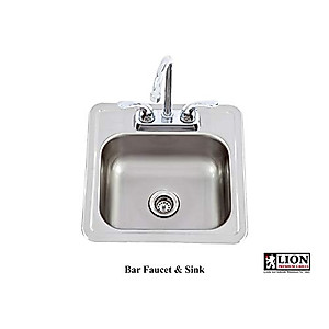 Lion 32-Inch Natural Gas Grill L75000 with Refrigerator and Vertical Door with Towel Rack and Drop-In Sink and 5 in 1 BBQ Tool Set Best of Backyard Package Deal