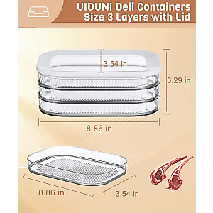 UIDUNI Japanese Deli Meat Container for Fridge with cold meat, Airtight Fridge Storage Sandwich Containers,Food Storage Boxes With Lid Meal Prep Containers For Cold Cuts,Salami,BPA Free,18.6oz 3pack