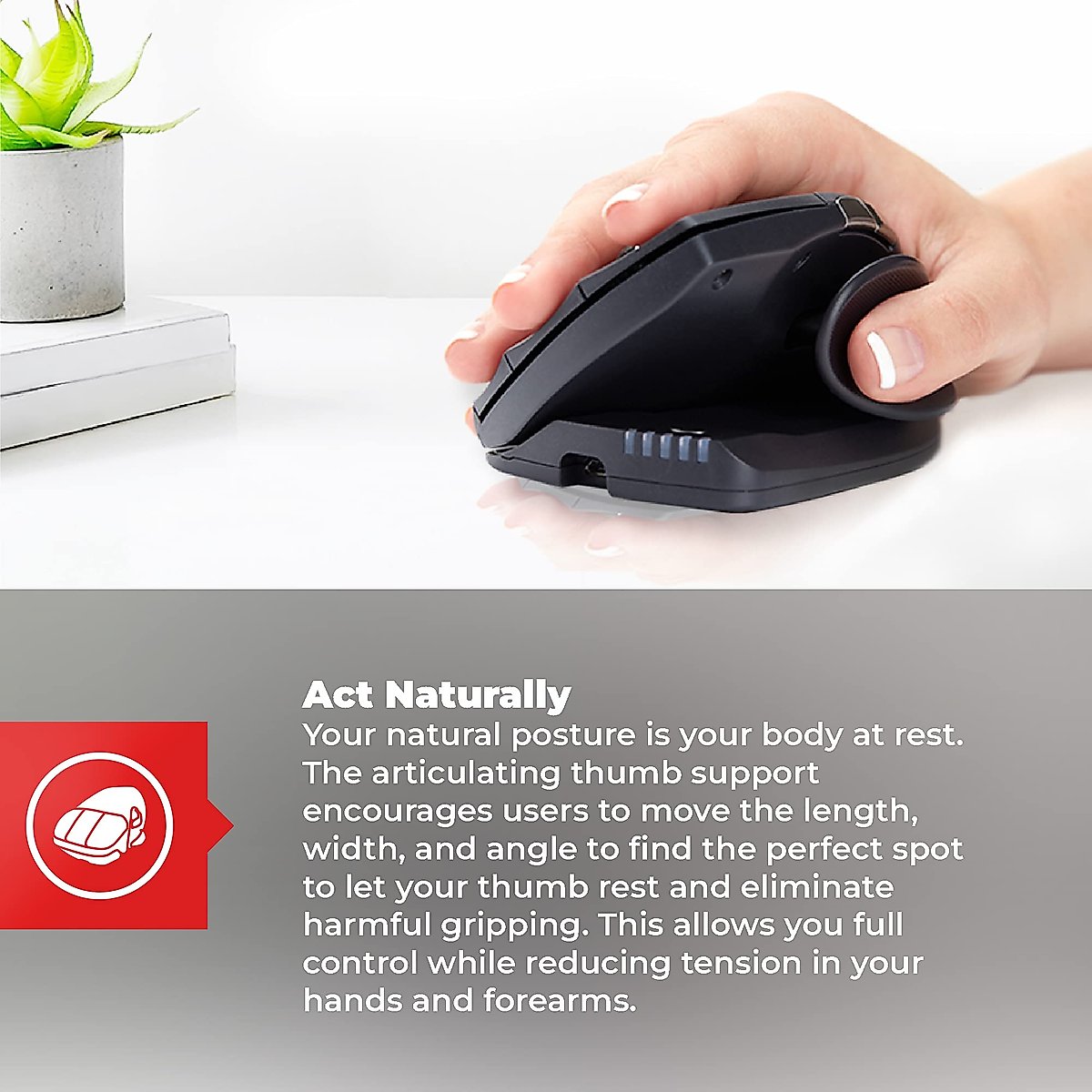 Contour Design Unimouse Right-Hand Mouse Wired - Wired Ergonomic Mouse for Laptop and Desktop Computer Use - Fully Adjustable Mouse - Mac & PC Compatible